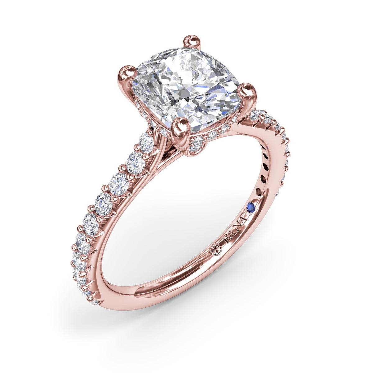 Fana 14k Rose Gold Classic Cushion Solitaire Engagement Ring With Hidd ...