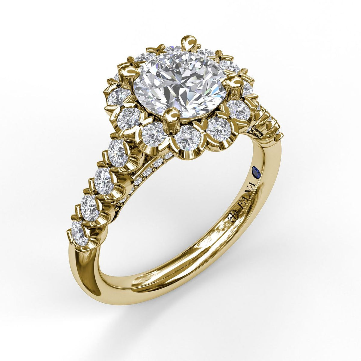 Fana 18k Yellow Gold Sparkling Diamond Halo Engagement Ring – Peter ...