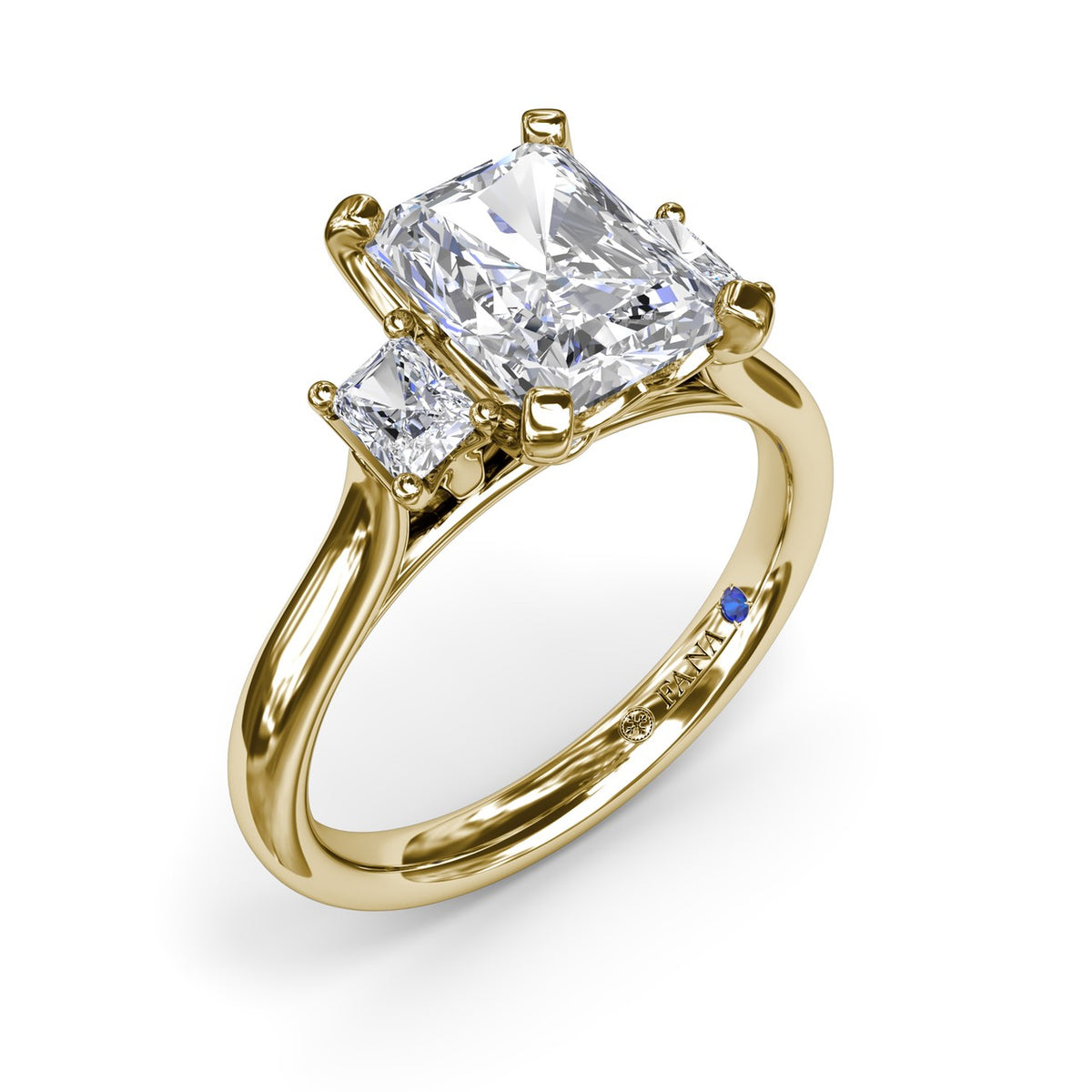 Fana 14k Yellow Gold Three-Stone Radiant Engagement Ring – Peter Franklin