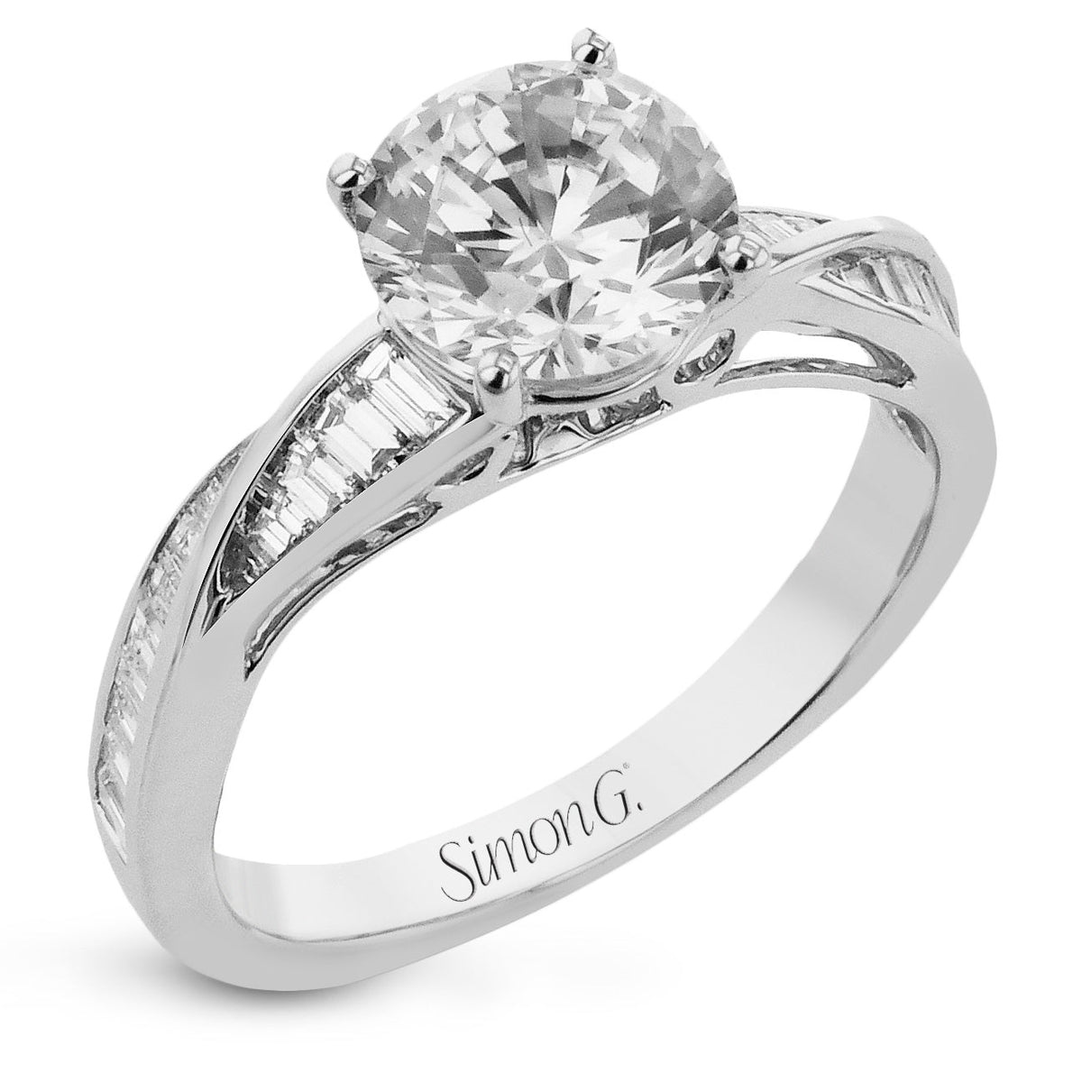 Round-Cut Criss-Cross Engagement Ring In 18k Gold With Diamonds – Peter ...