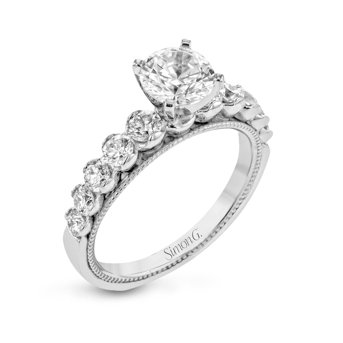 Round-Cut Engagement Ring In 18k Gold With Diamonds – Peter Franklin